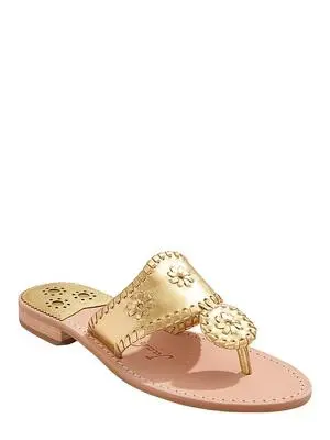 Jack Rogers Jacks Whipstitch Thong Sandals - Gold/gold