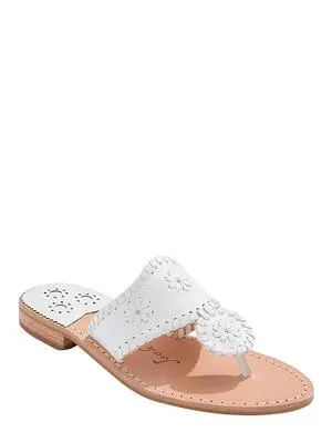 Jack Rogers Jacks Whipstitch Thong Sandals - White