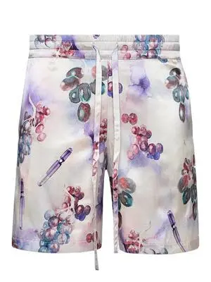 NAHMIAS Printed Silk Shorts Grape Print