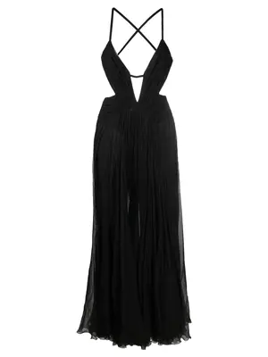 Roberto Cavalli Draped Backless Silk Dress - Black