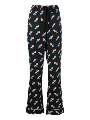 Diane Von Furstenberg Geometric-print Trousers - Black