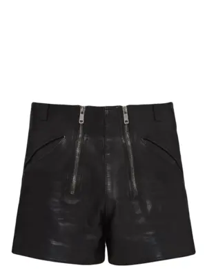 PRADA Prada Double-Zip Leather Shorts