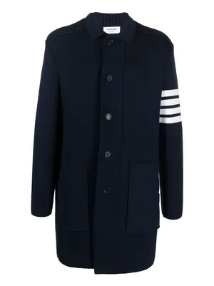 Thom Browne 4-bar Knitted Longline Cardigan - Blue