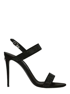 Dolce & Gabbana Embellished Satin Sandals - Black