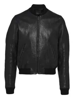 Prada Leather Bomber Jacket - Black