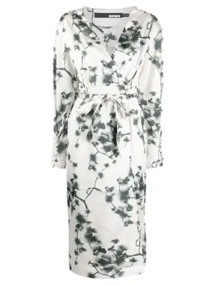 Remain Birger Christensen Abstract Floral-print Midi Dress - Neutrals