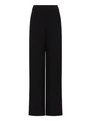 Giorgio Armani Silk-cady Straight-leg Trousers - Black