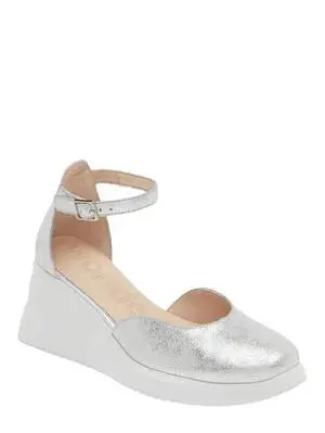 WONDERS Wonders Metallic Wedge Sandal Silver
