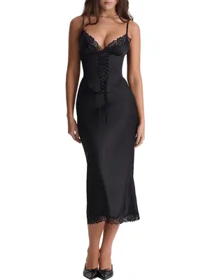 House Of Cb Salma Corset Slipdress - Black
