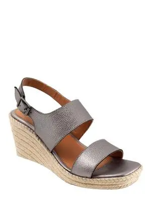Softwalk Hartley Espadrille Wedge Sandal - Pewter Metal