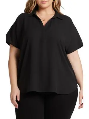 NYDJ Becky Georgette Popover Top - Black