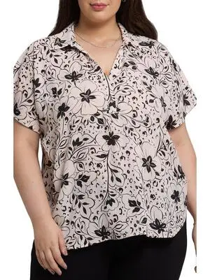 NYDJ Becky Georgette Popover Top - Luna Flores