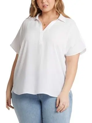 NYDJ Becky Georgette Popover Top - Optic White