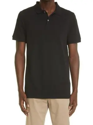 Sunspel Solid Piqué Polo - Black
