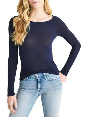 Splendid Everywhere Long Sleeve Jersey Top Navy