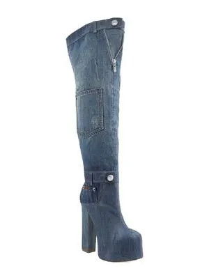 ZIGI Mareah Over-the-knee Platform Boots - Light Blue Denim