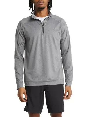 SWANNIES Graham Quarter Zip Golf Pullover Heather Charcoal-black
