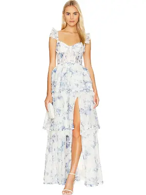 V. CHAPMAN Jolie Gown - Provencal Blue Floral