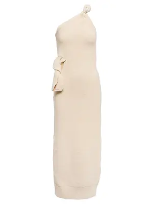 Jacquemus La Robe Maille Noeud Midi Dress - White