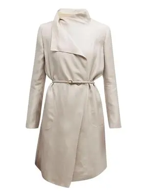 Giorgio Armani Metallic Wrap Coat With Belt - Gold