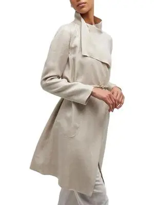 Giorgio Armani Metallic Wrap Coat With Belt - Gold