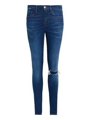 FRAME Jagger Skinny Fit Distressed Jeans - Mid Denim