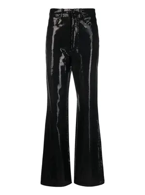 ROTATE BY BIRGER CHRISTENSEN Foil Jersey Straight-leg Trousers - Black