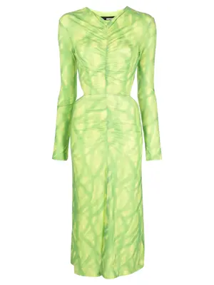 ROTATE BY BIRGER CHRISTENSEN Cut-out Ruched Dress - Green