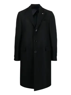 LARDINI Single-breasted Wool Coat - Black