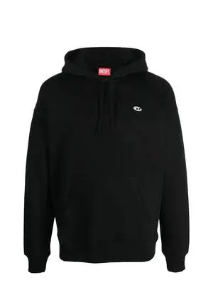 DIESEL Cotton Hoodie With Logo Patch - Black