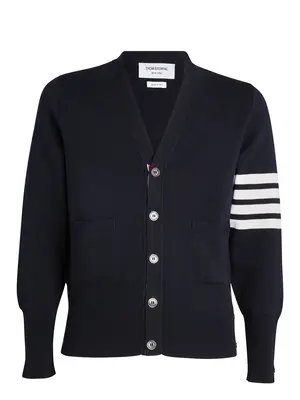 Thom Browne Merino Wool Cardigan - Navy