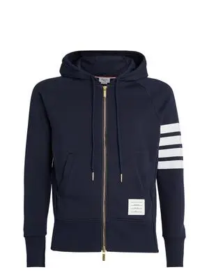 Thom Browne Four-stripe Zip-up Hoodie - Navy