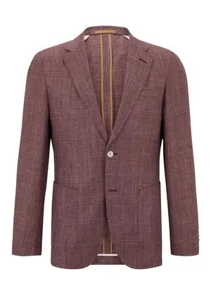 BOSS Wool-silk Check Jacket - Red