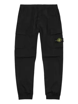 Stone Island Stretch-cotton Cargo Trousers - Black