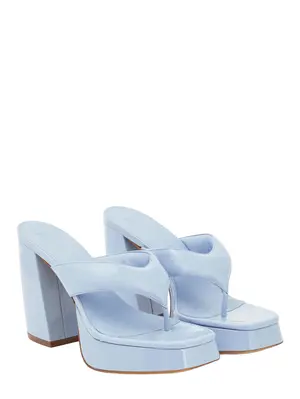 GIA BORGHINI Patent Leather Platform Sandals - Blue
