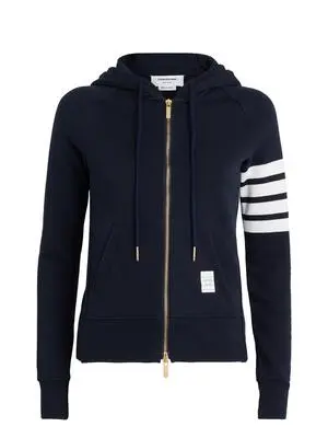 Thom Browne 4-bar Zip-up Hoodie - Navy