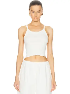 Eterne Cropped Rib Tank Top - Ivory