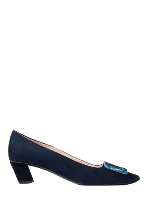 ROGER VIVIER Roger Vivier Belle Vivier 45 Suede Pumps Navy
