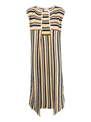 ALYSI Stripe-pattern Knitted Gilet - Brown