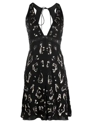 Roberto Cavalli Sequin-embellished Open-back Dress - Black