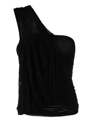 Rick Owens Edfu Ruched Draped Top - Black