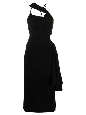 Jacquemus Abanada Draped Asymmetric Dress - Black