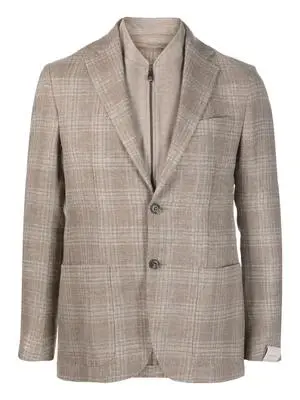 CORNELIANI Tonal Plaid Single-breasted Blazer