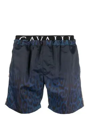Roberto Cavalli Leopard Print Swim Shorts - Blue