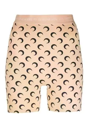 MARINE SERRE Moon-print Cycling Shorts - Neutrals
