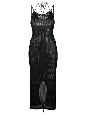 ANDREĀDAMO Fishnet Knit Midi Dress - Black