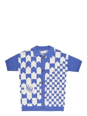 Rhude Racing Checkered Knitted Polo Shirt - Blue