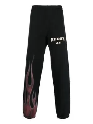 Heron Preston Flame-print Cotton Track Pants - Black