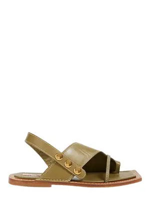 Zimmermann Studded Leather Slingback Sandals Army Green