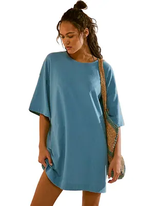 Free People Essential Extreme Tee Mini Dress Adriatic Sea
